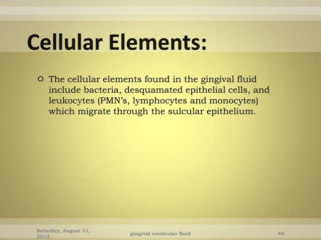 Gingival crevicular fluid | PPTX | Dental Health | Diseases and Conditions