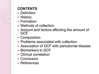 Gingival crevicular fluid in health and disease | PPTX