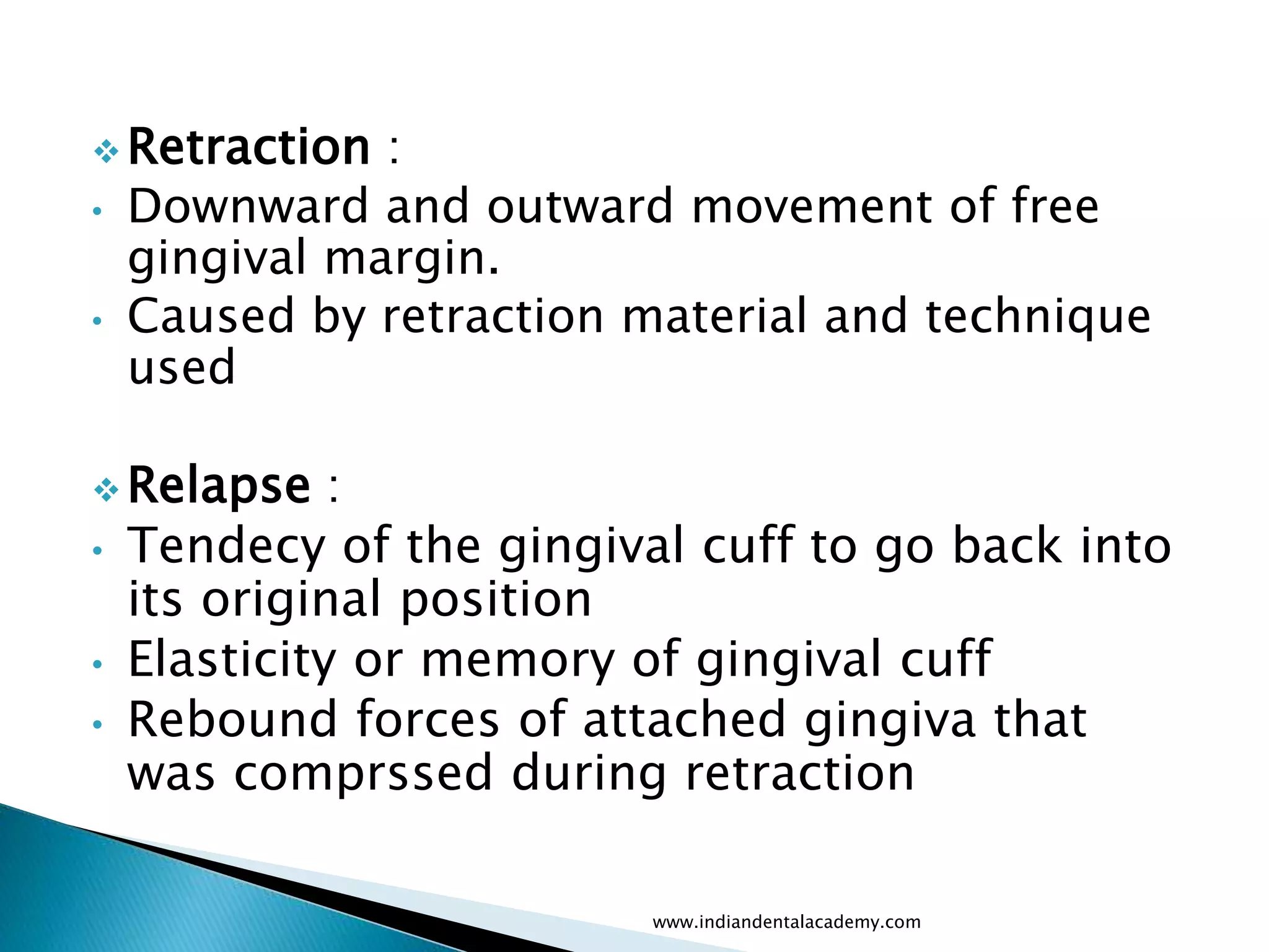 Gingival retraction techniques for implants versus teeth/ cosmetic ...