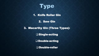 Description Ginning in Textile Industries and Types of Machines | PDF