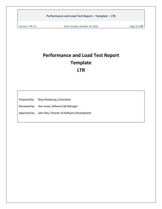 Ginsbourg.com - Performance and Load Test Report Template LTR 1.5 | PDF