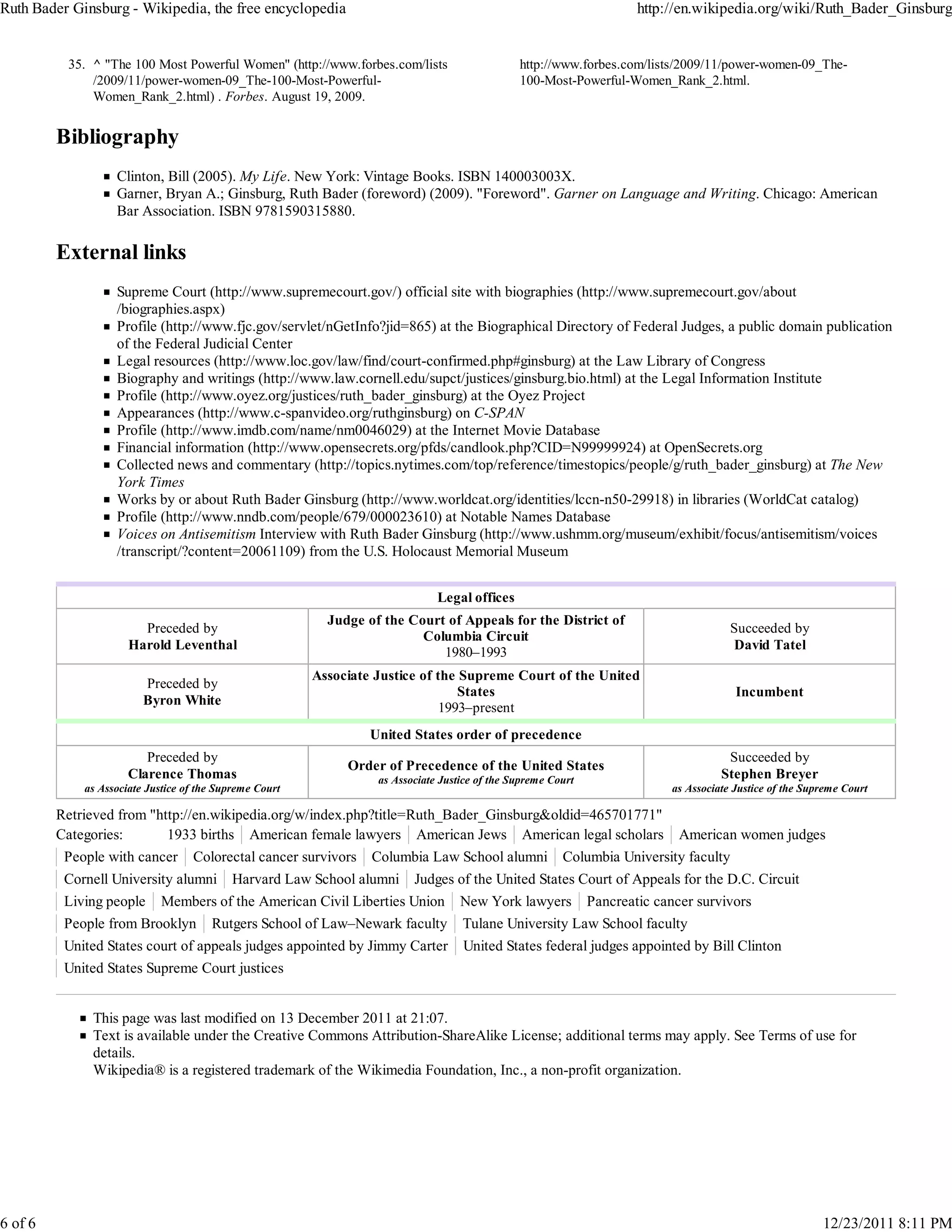 JUSTICE RUTH BADER GINSBURG (Wikipedia Info) | PDF