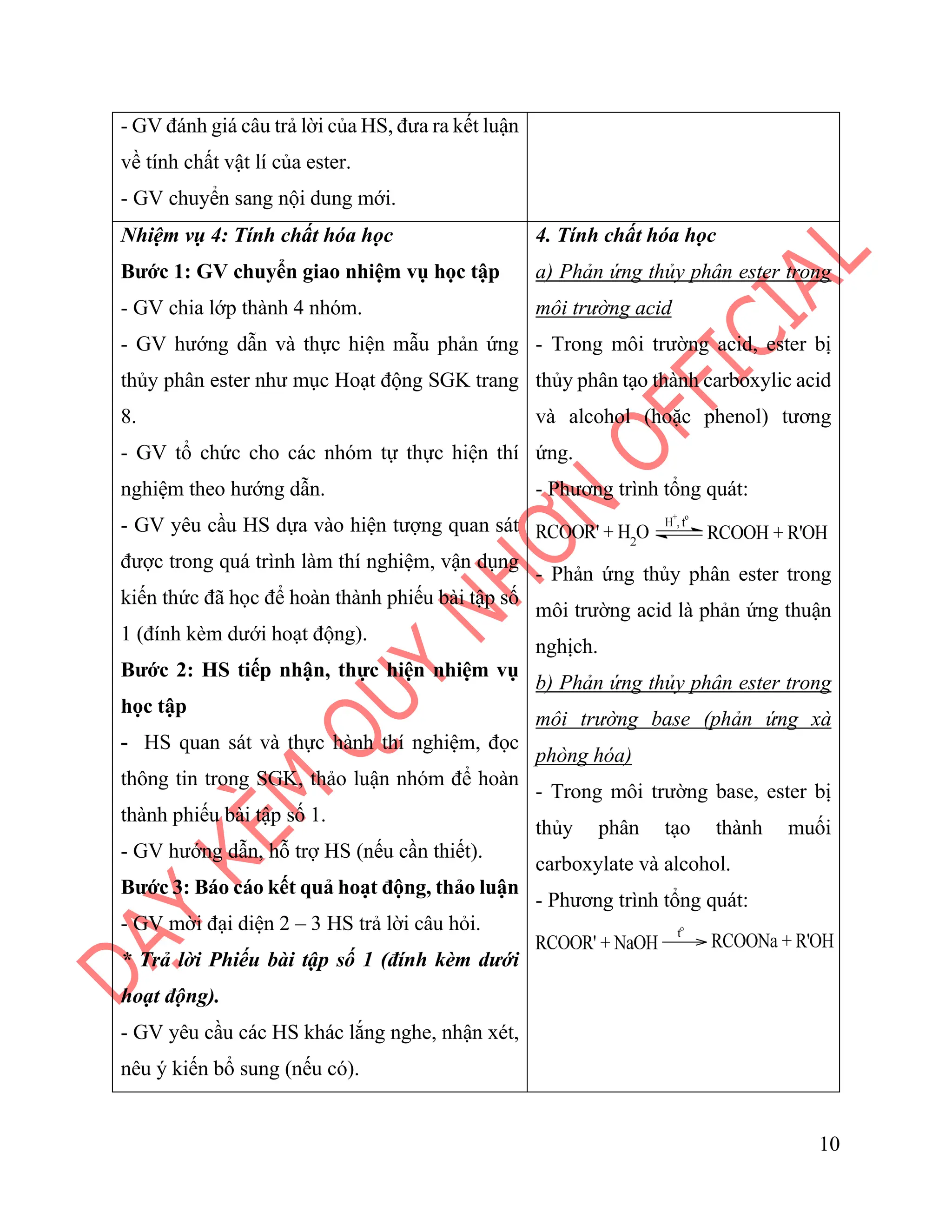 GIÁO ÁN KẾ HOẠCH BÀI DẠY HÓA HỌC 12 - CẢ NĂM - KẾT NỐI TRI THỨC THEO CÔNG VĂN 5512 (2 CỘT) NĂM ...