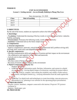 GIÁO ÁN KẾ HOẠCH BÀI DẠY NĂNG LỰC SỐ MÔN TIẾNG ANH LỚP 10 CẢ NĂM - GLOBAL SUCCESS THEO CÔNG VĂN ...