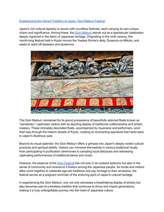 Gion Matsuri Festival | Japanese Culture | PDF