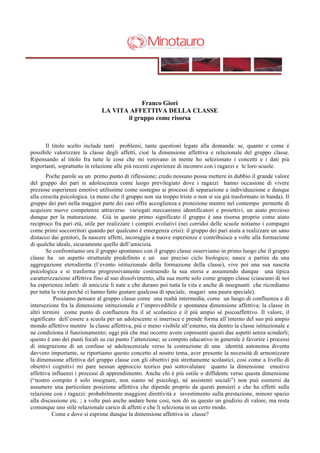 Franco Giori - La vita affettiva della classe | PDF
