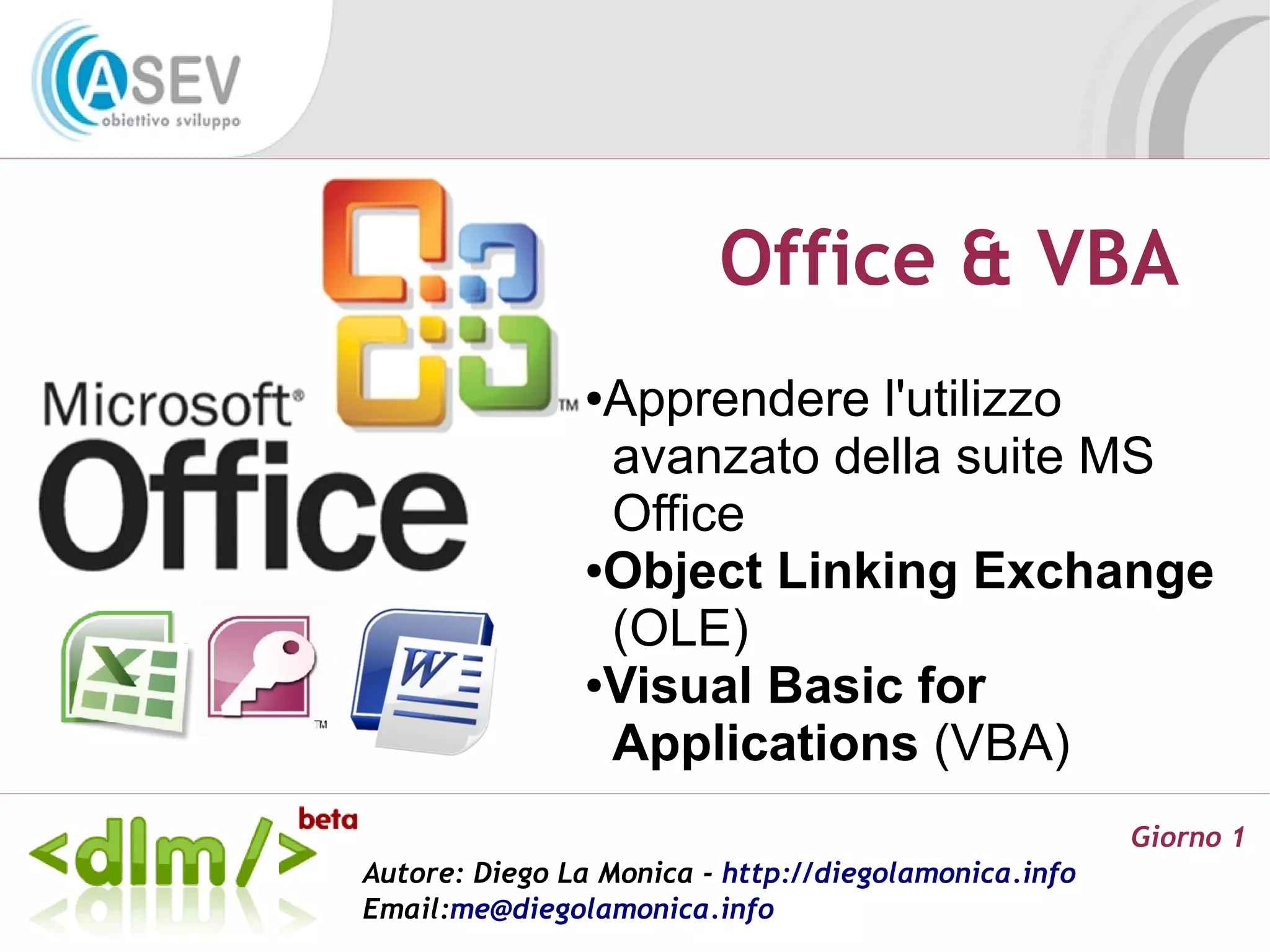 Office & VBA - Giorno 1 | PPT