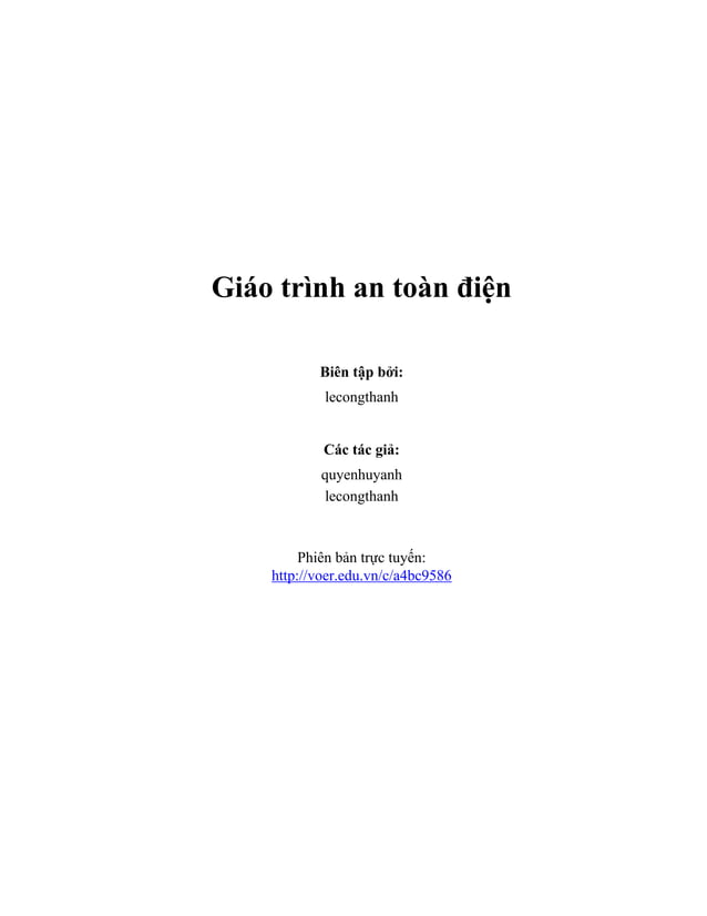 Giáo trình an toàn điện-hay | PDF