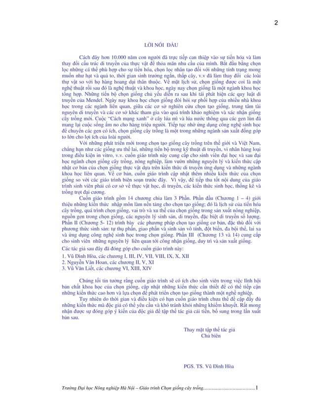 Giáo trình chọn giống cây trồng - PGS.TS Nguyễn Văn Hoan;PGS.TS Vũ Đình Hòa;PGS.TS Vũ Văn Liết.pdf