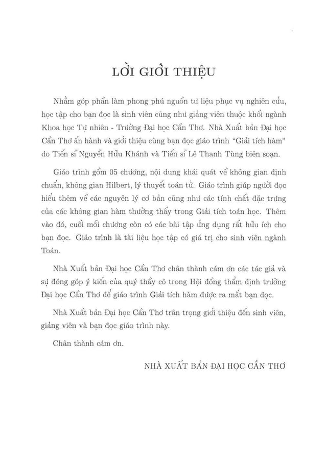 Giáo trình giải tích hàm - Trường ĐH Cần Thơ.pdf