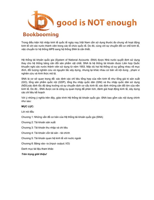 Giáo trình hệ thống tài khoản quốc gia sna | PDF