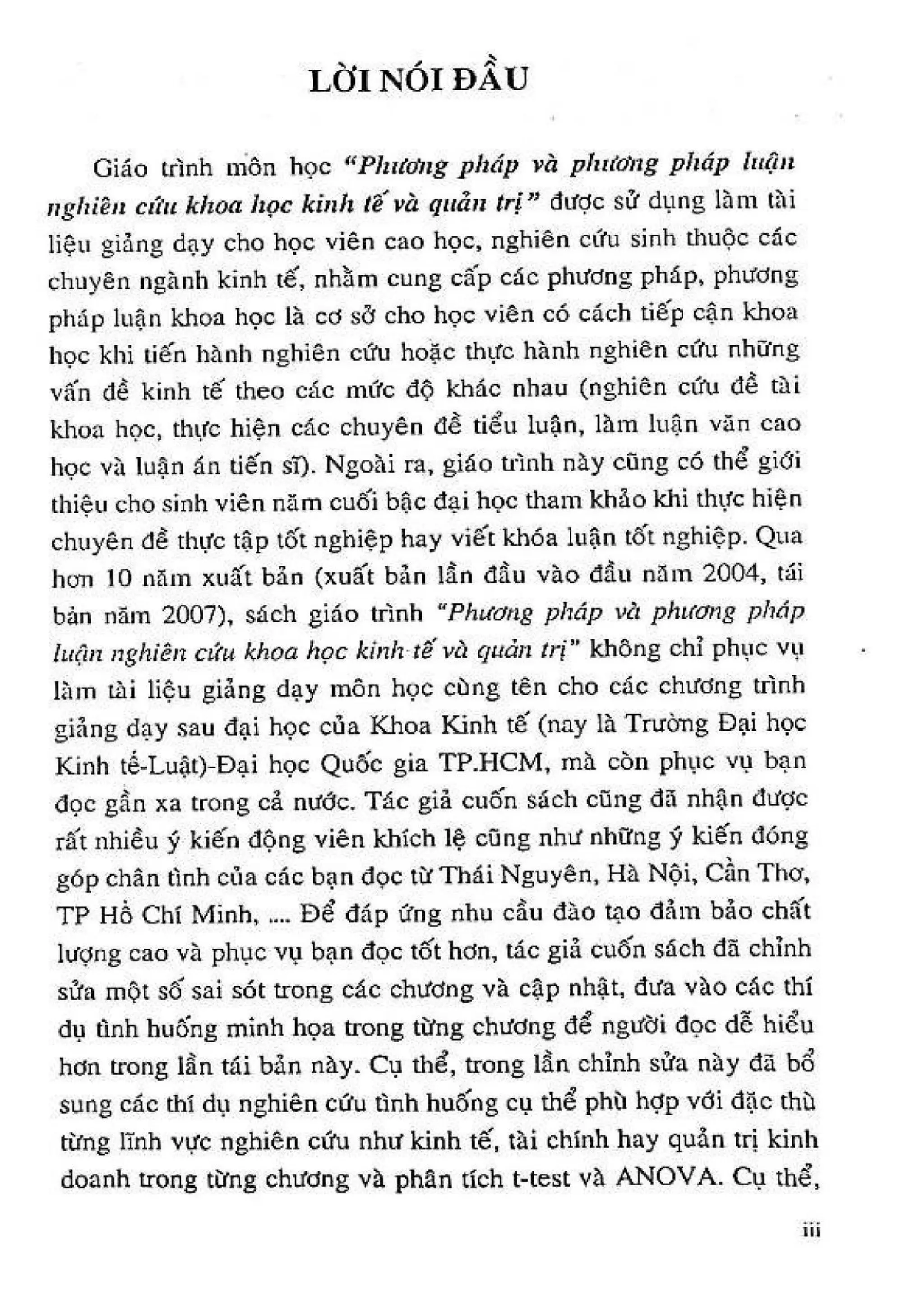 Giáo trình phương pháp và phương pháp luận nghiên cứu khoa học kinh tế ...