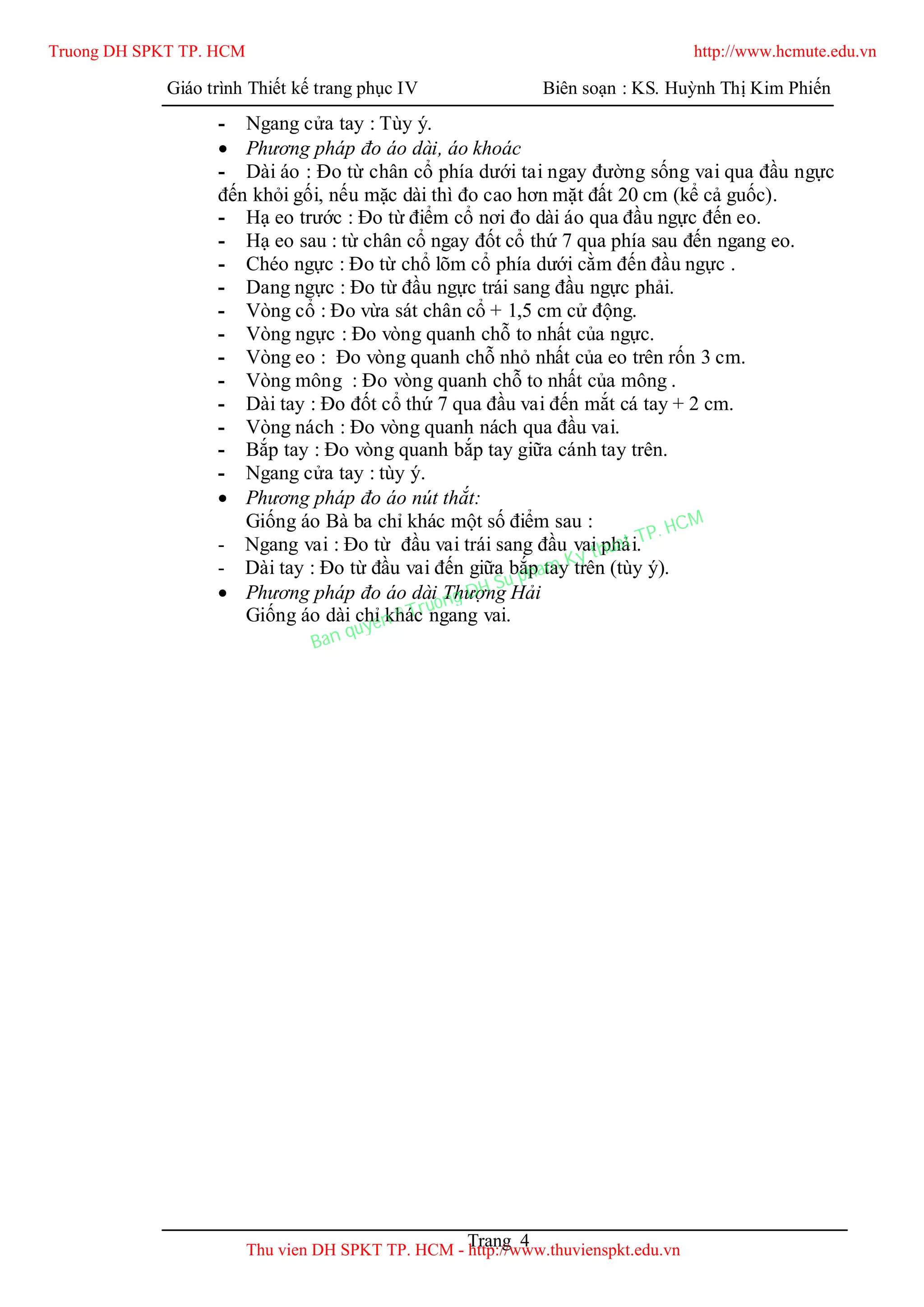 Giáo trình thiết kế trang phục 4 tác giả huỳnh thị kim phiến - đại học sư phạm kỹ thuật | PDF