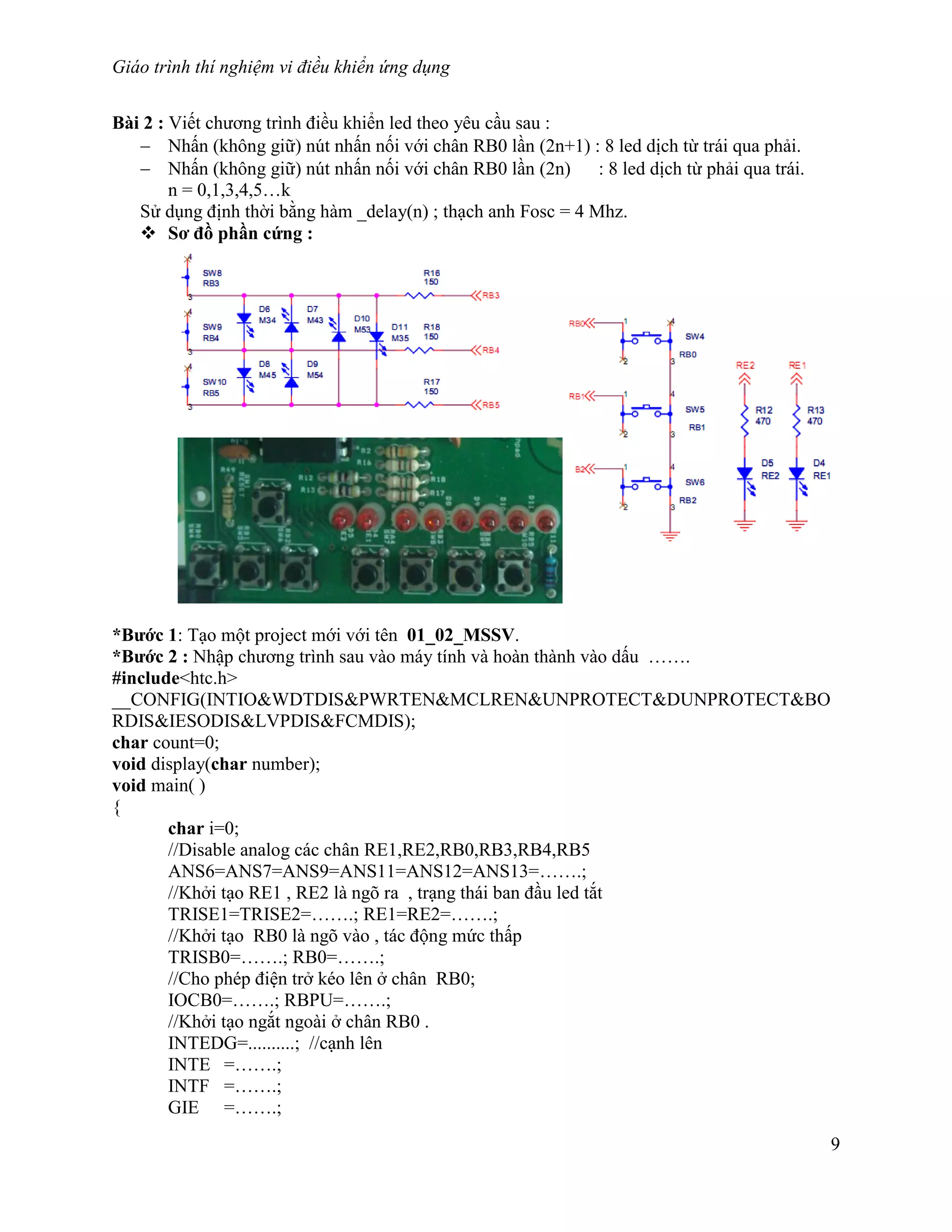 Giáo trình thí nghiệm vi điều khiển ứng dụng | PDF