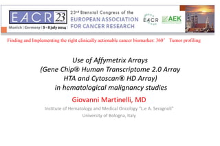 Use of Affymetrix Arrays (GeneChip® Human Transcriptome 2.0 Array and ...