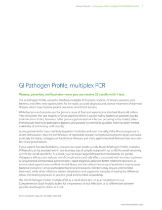 Doctor's Data Inc GI Pathogen Reference Guide | PDF