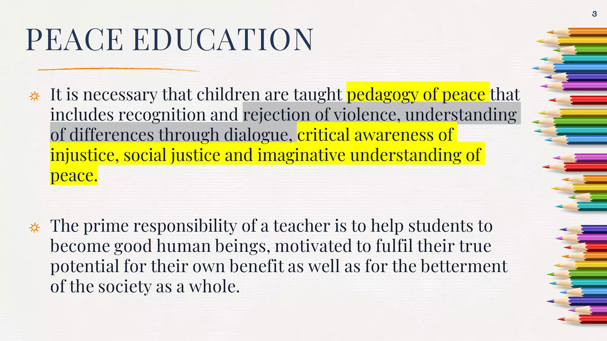 Integration of peace in different subjects | PDF