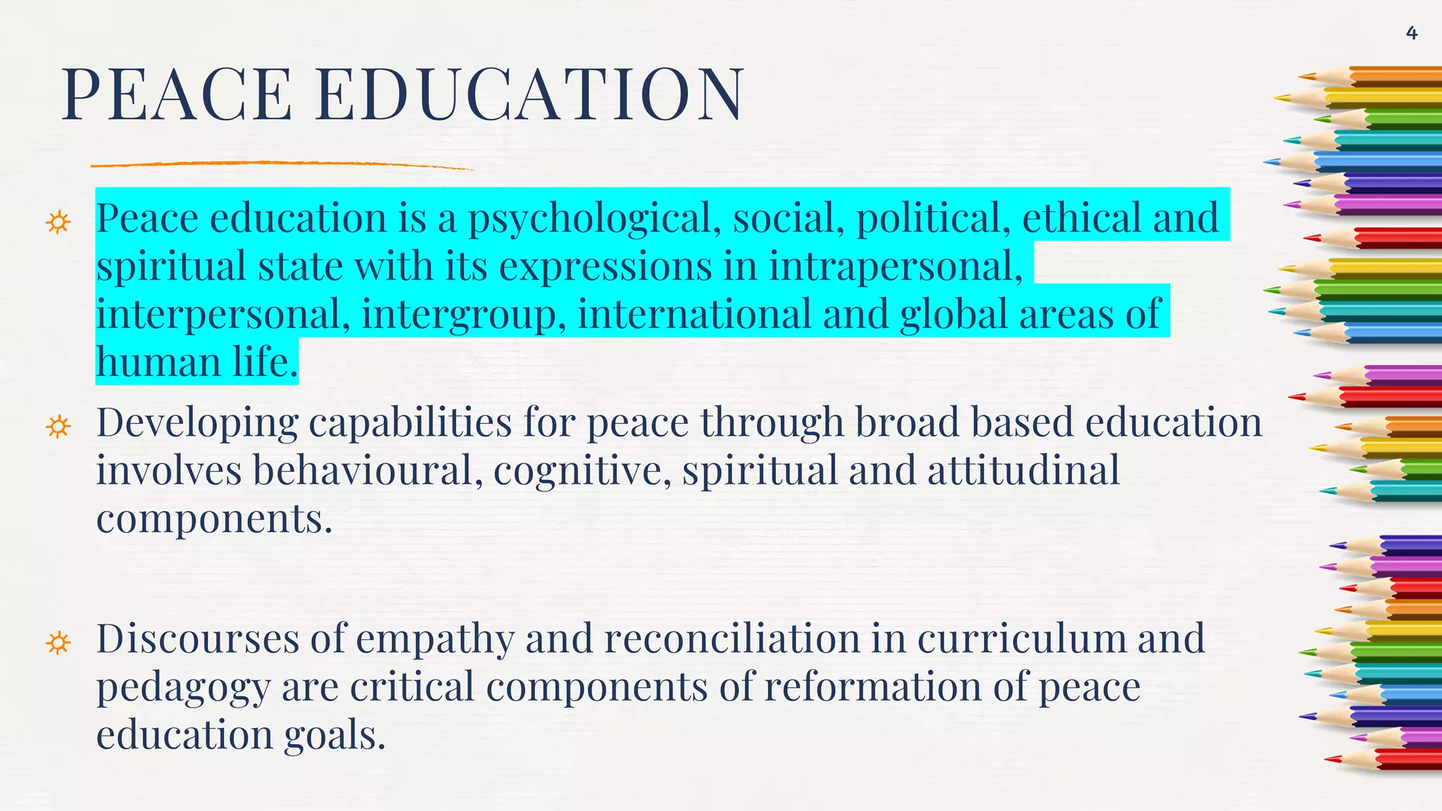 Integration of peace in different subjects | PDF
