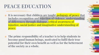 Integration of peace in different subjects | PDF