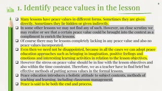 Integration of peace in different subjects | PDF