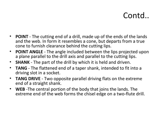 Geometry of Milling cutter's and Twist drills | PPT