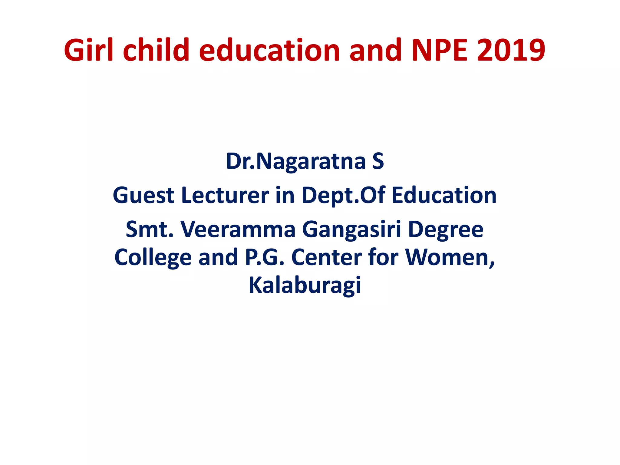 Girl child education and NPE 2019 | PPTX