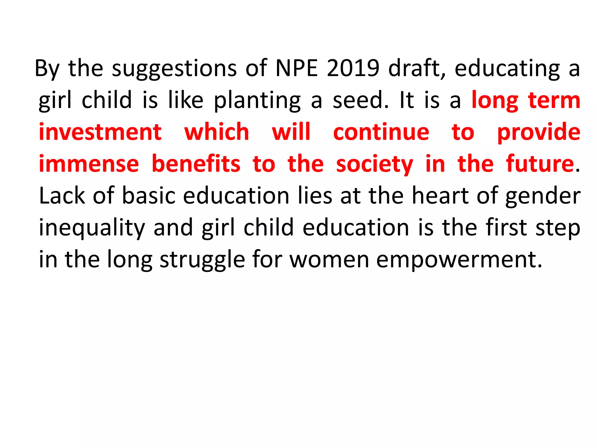 Girl child education and NPE 2019 | PPTX