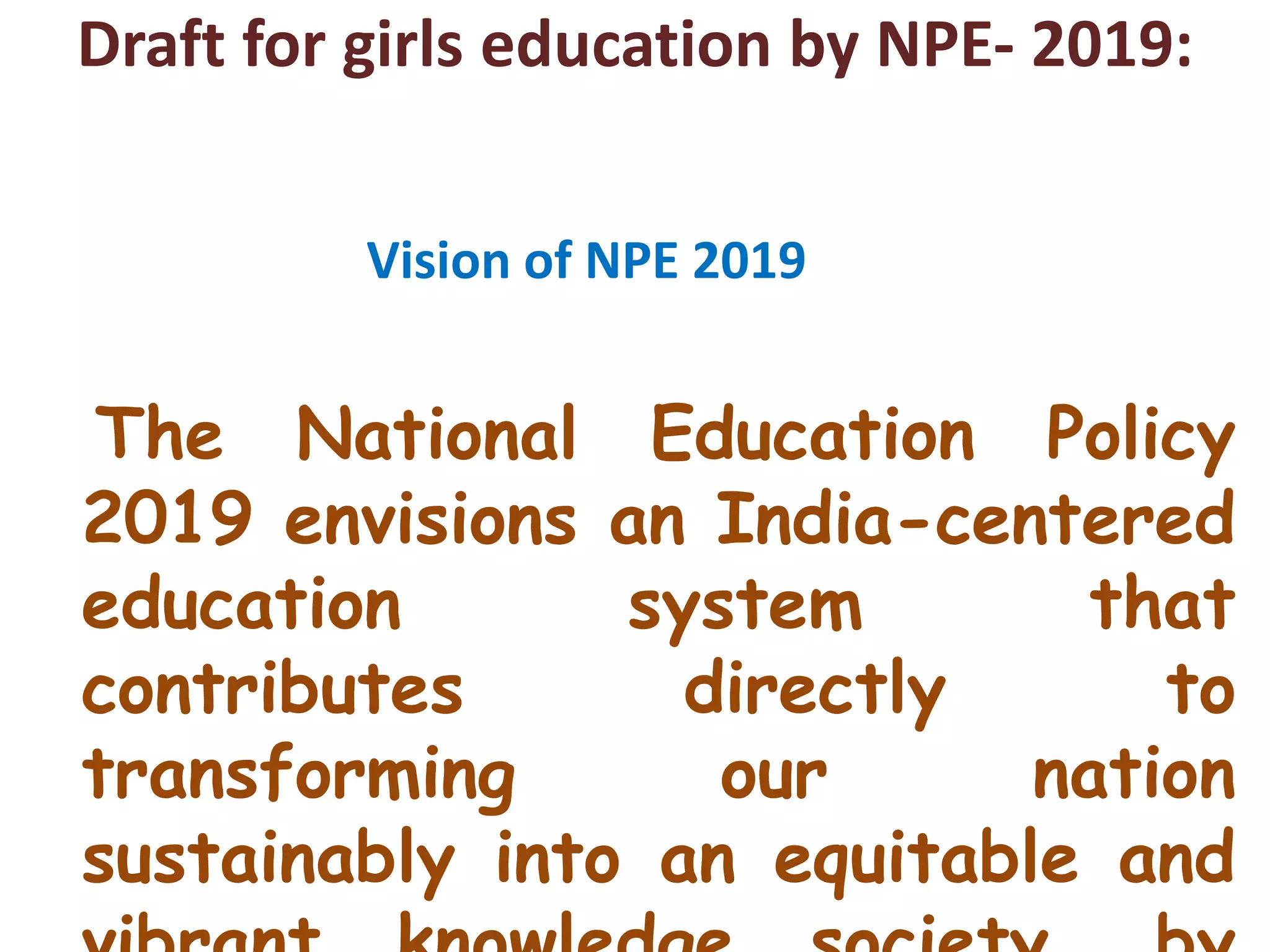 Girl child education and NPE 2019 | PPTX