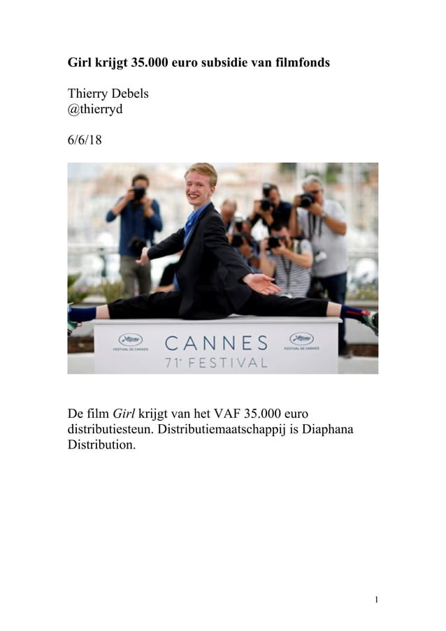 Girl krijgt 35.000 euro subsidie van filmfonds | PDF