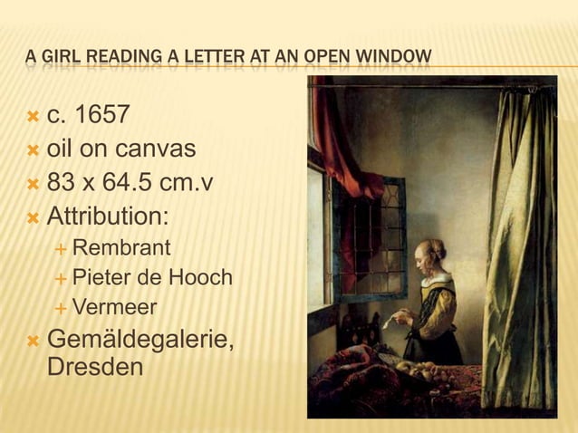 Girl reading a letter by an Open Window | PPT