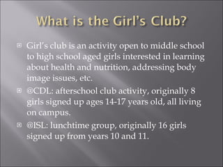 Girl’s Club | PPT | Fitness and Exercise | Healthy Living