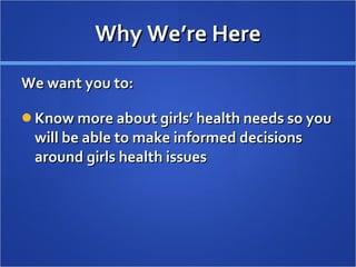 Girls' Health In Girls' Hands Full Presentation Final New | PPT