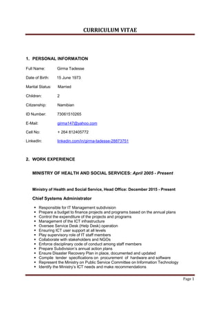 Girma Tadesse CV | PDF