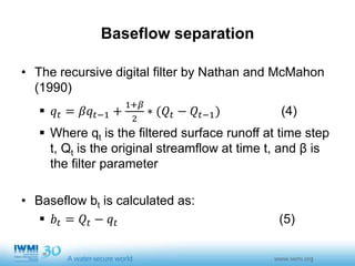 Estimating Groundwater Availability at the Catchment Scale Using Streamflow Recession and ...