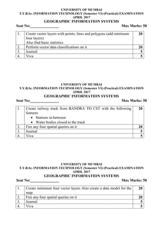 Geographic Information sysytem (2017) PracticalNew Slip --Mumbai ...