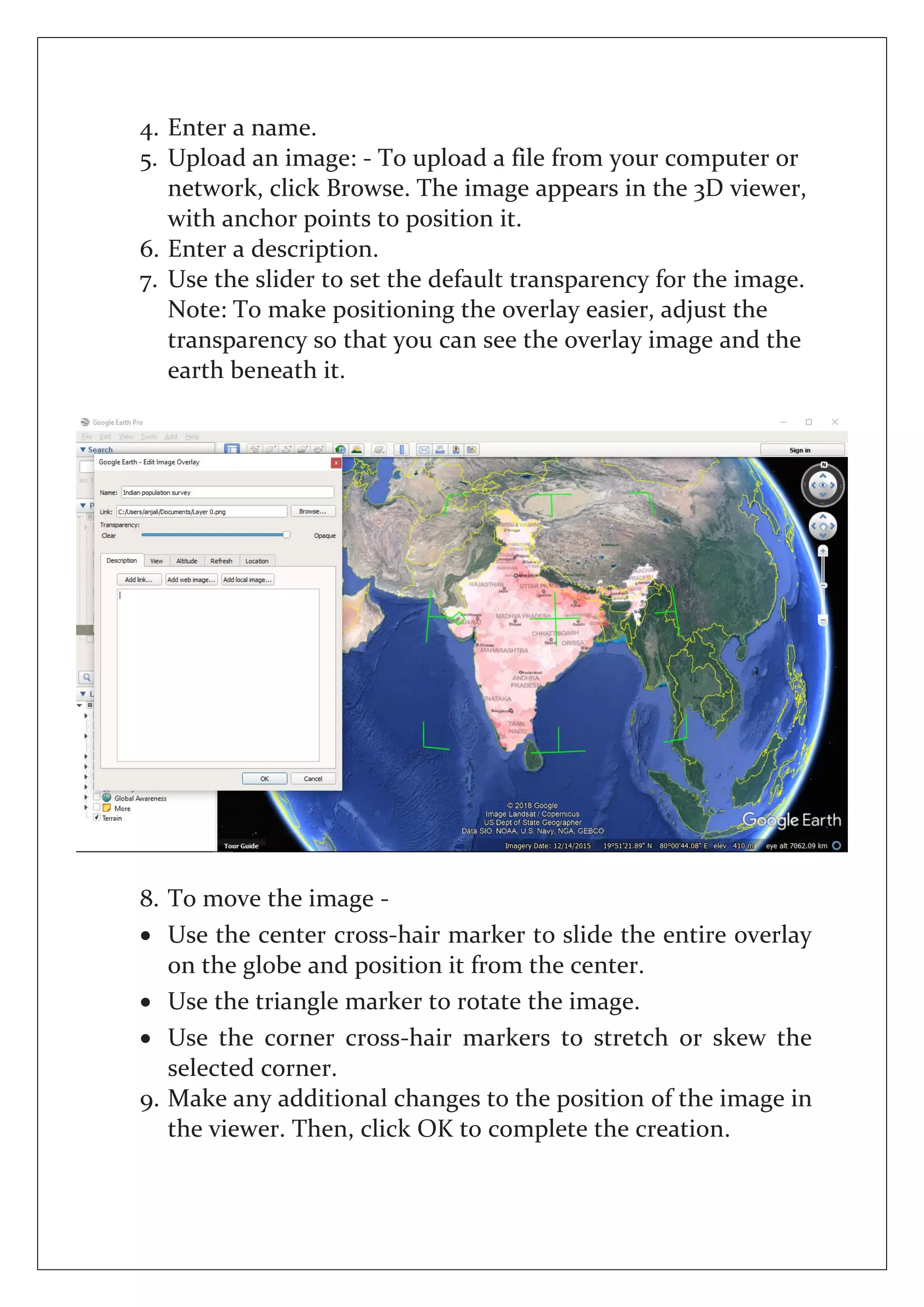 GIS - google earth -placemark - image overlay - screen overlay | PDF