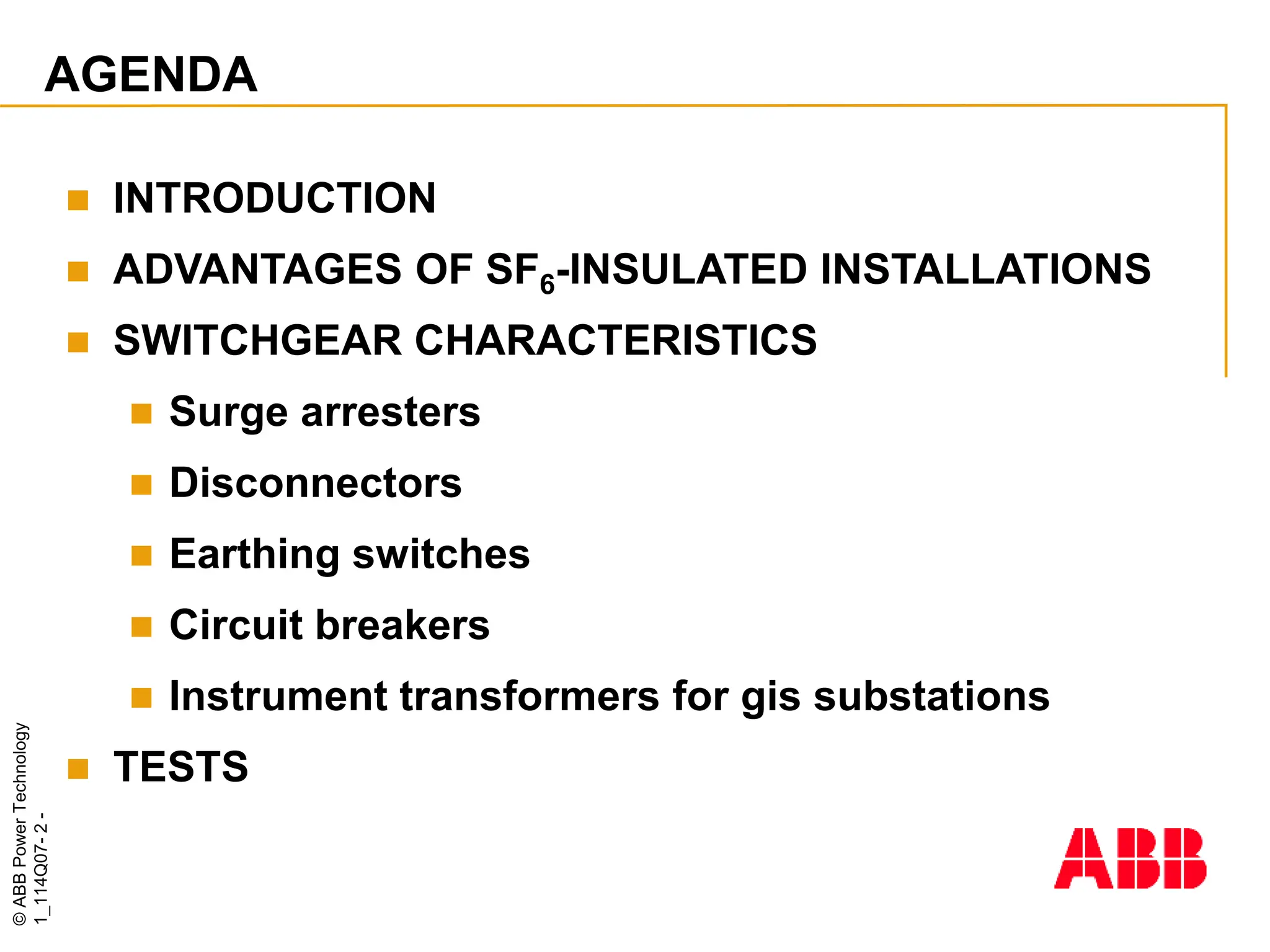 Gas Insulated Switch Gear ABB Presentation | PPT