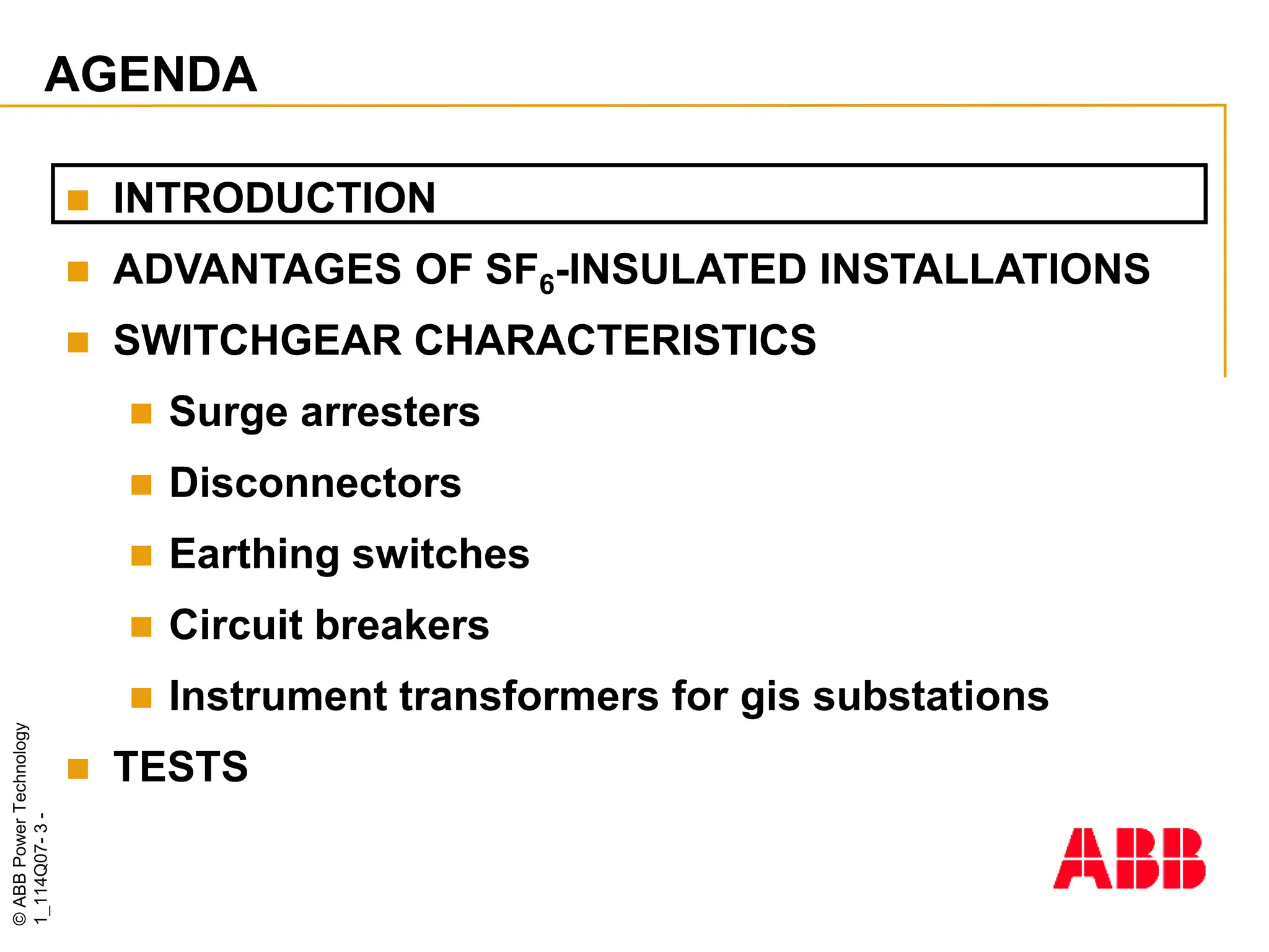 Gas Insulated Switch Gear ABB Presentation | PPT