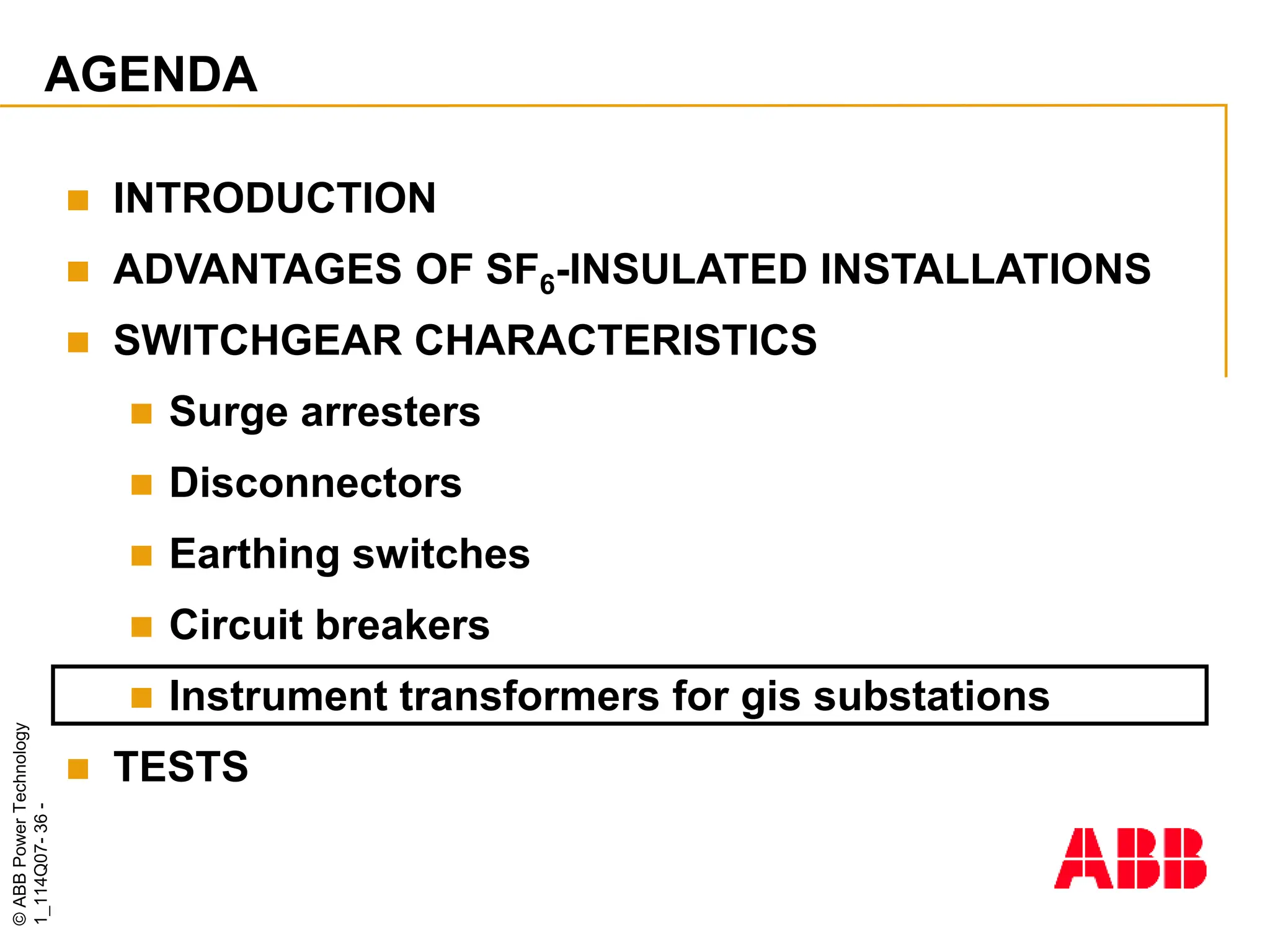 Gas Insulated Switch Gear ABB Presentation | PPT