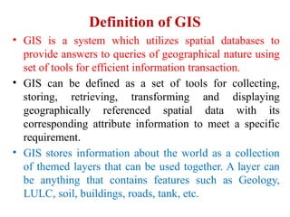 GIS GEOGRAPHIC INFORMATION SYSTEM Definitons | PPTX