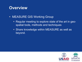 Geographic Information Systems Working Group Meeting Overview | PDF