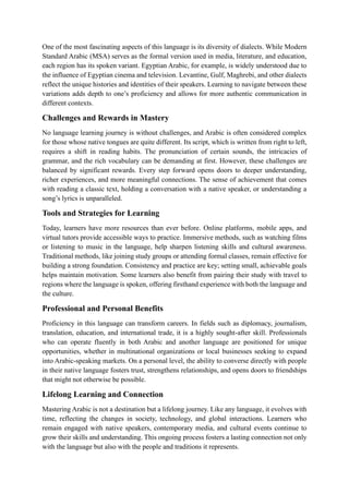 Arabic Learning: Unlocking the Language of Culture, History, and ...