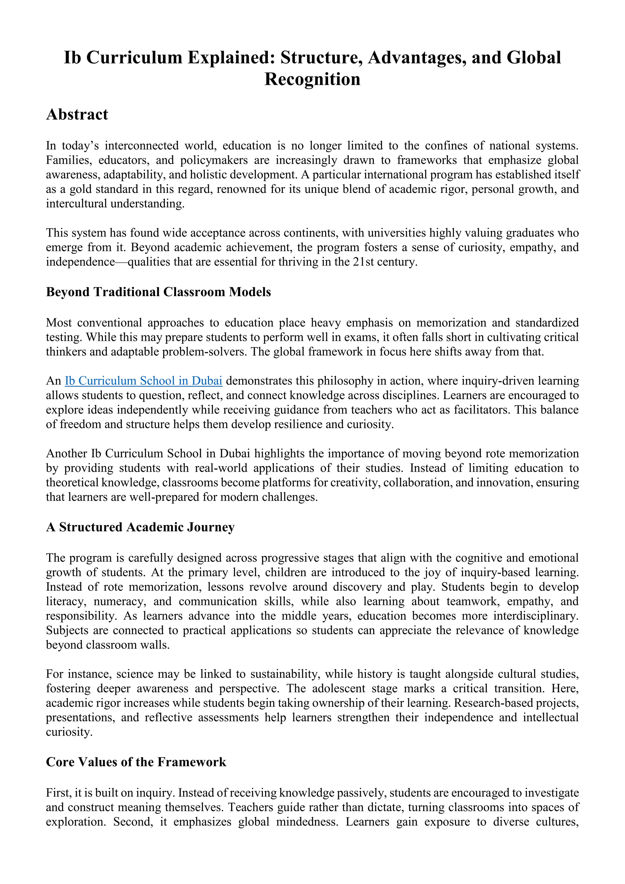 Ib Curriculum Explained: Structure, Advantages, and Global Recognition ...