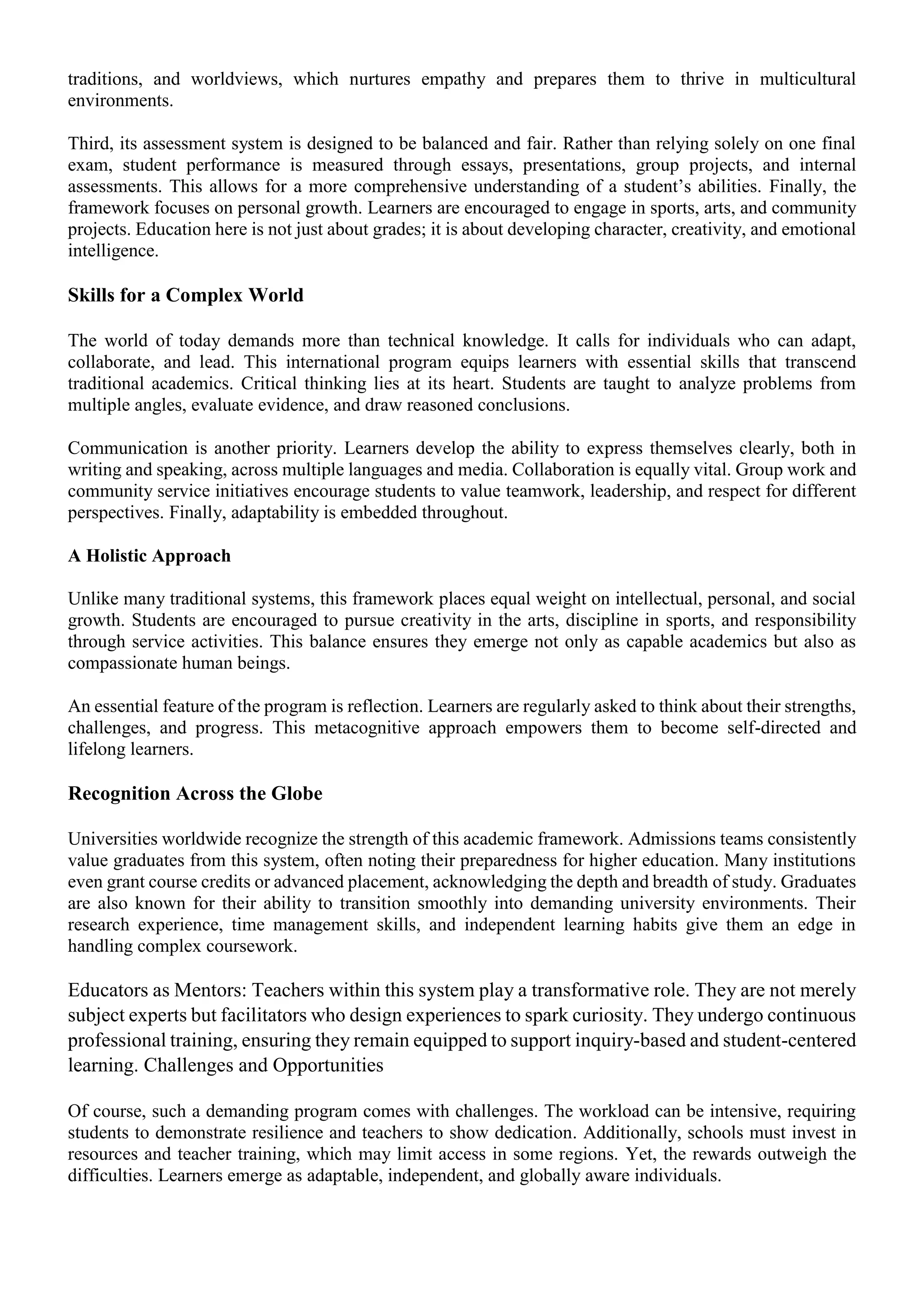 Ib Curriculum Explained: Structure, Advantages, and Global Recognition | PDF