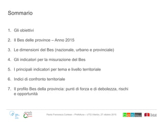 Gli indicatori del Bes delle province: un sistema informativo al ...