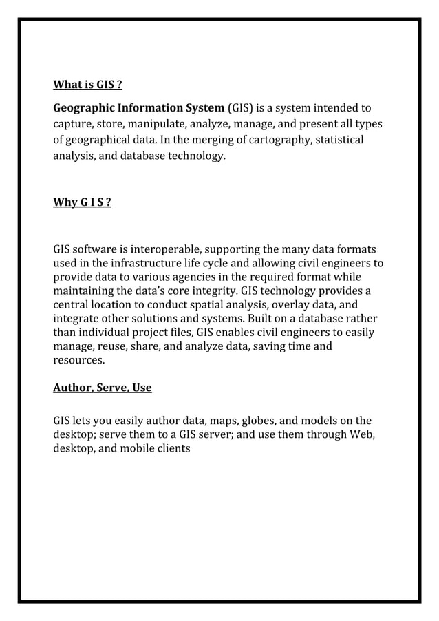 Gis application in civil engineering | DOCX