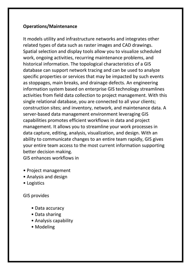Gis application in civil engineering | DOCX