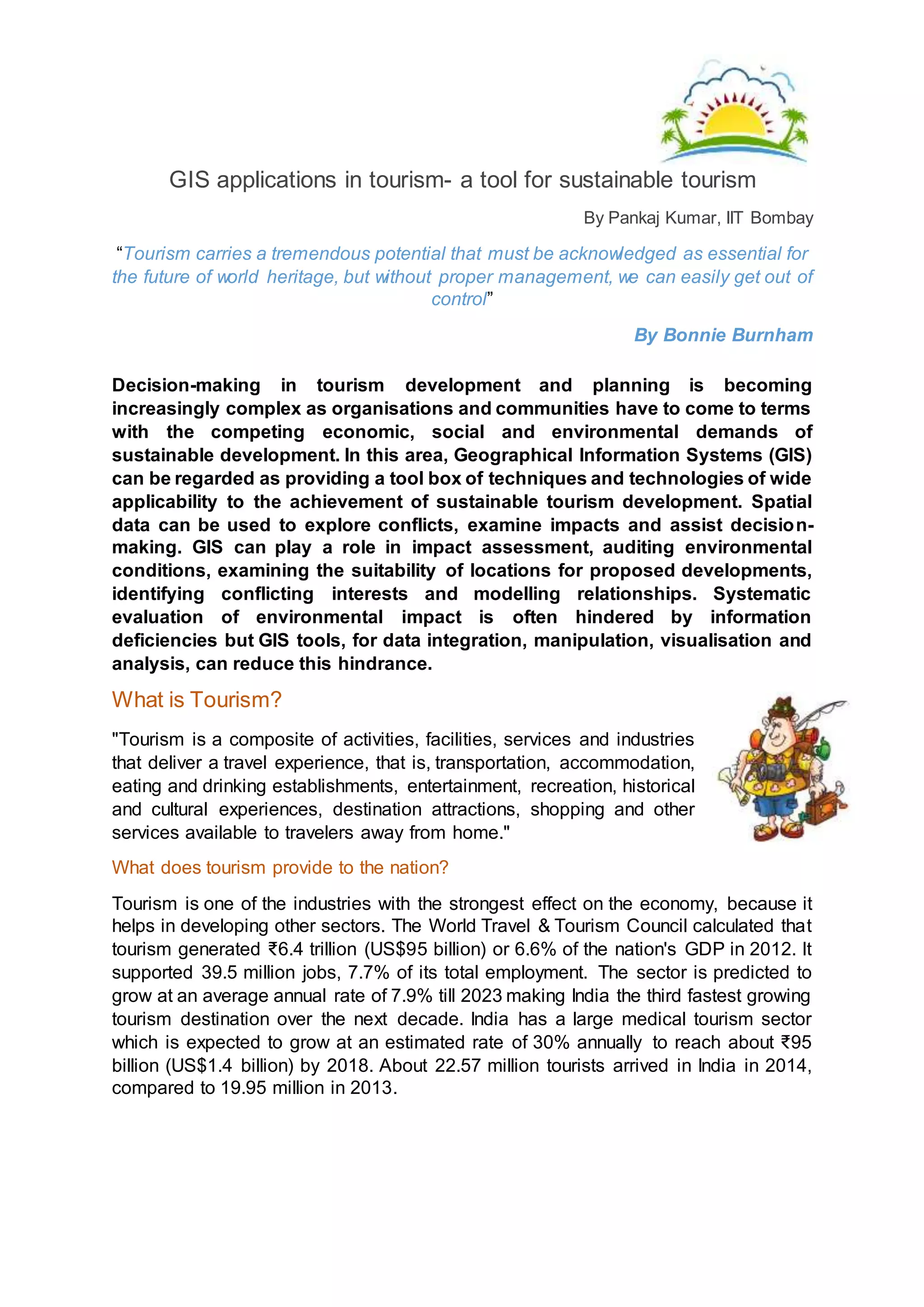 Gis applications in tourism a tool for sustainable tourism | DOCX