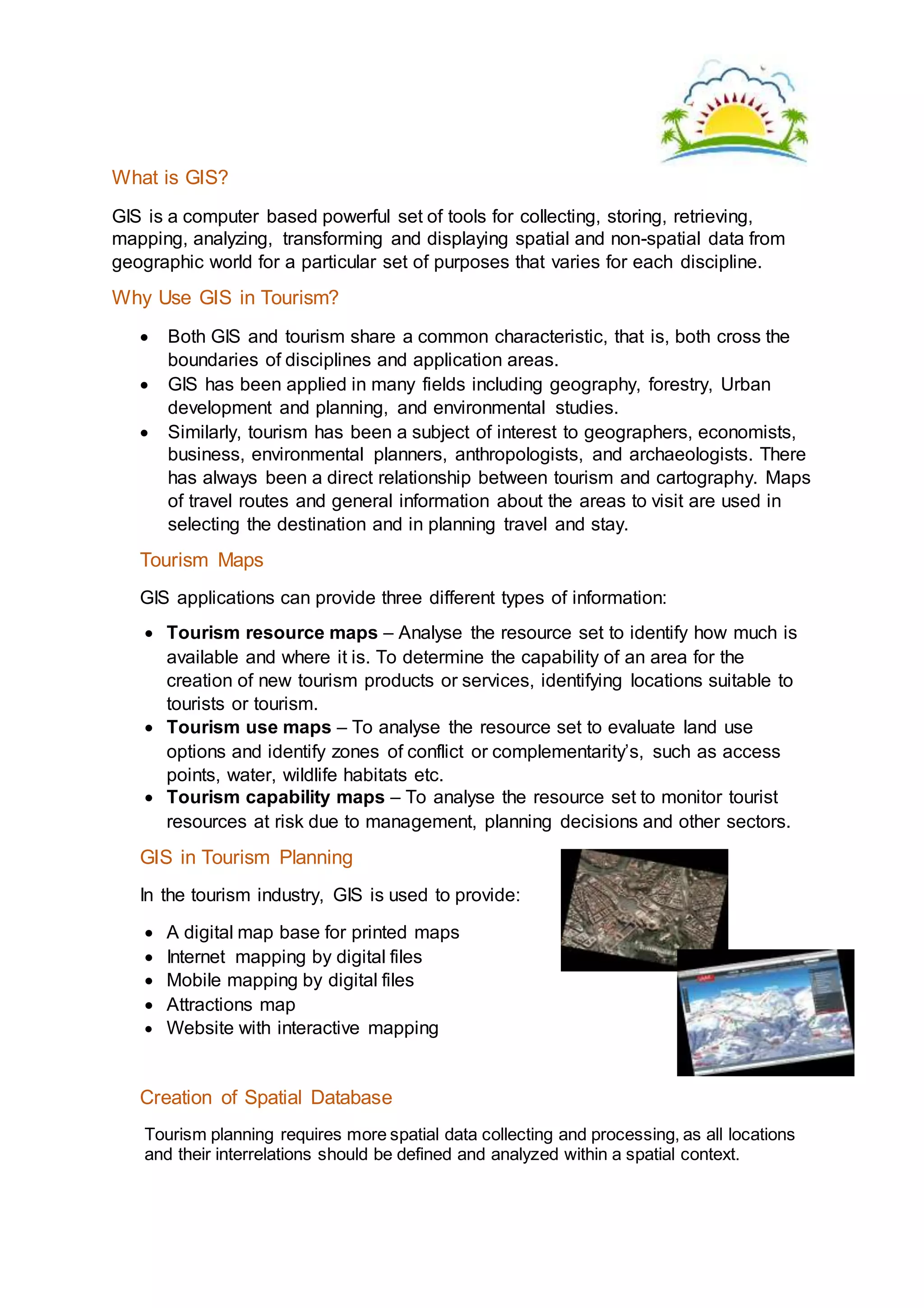 Gis applications in tourism a tool for sustainable tourism | DOCX