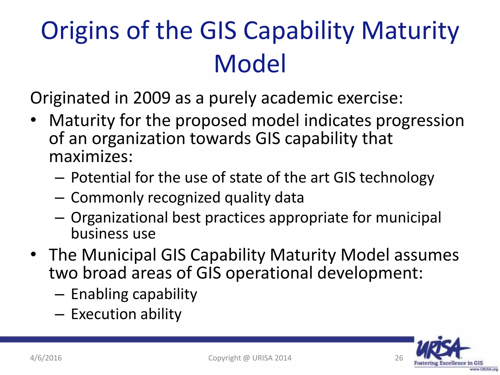 The GIS Capability Maturity Model Maximize Benefits from Enterprise GIS ...
